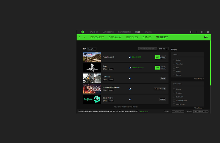 Razer Cortex: Deals - для получения последних, выгодных цен и бонусов